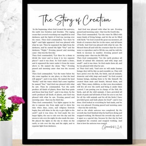 The Story of Creation Print, Genesis Wall Art, Biblical Typography Art ...