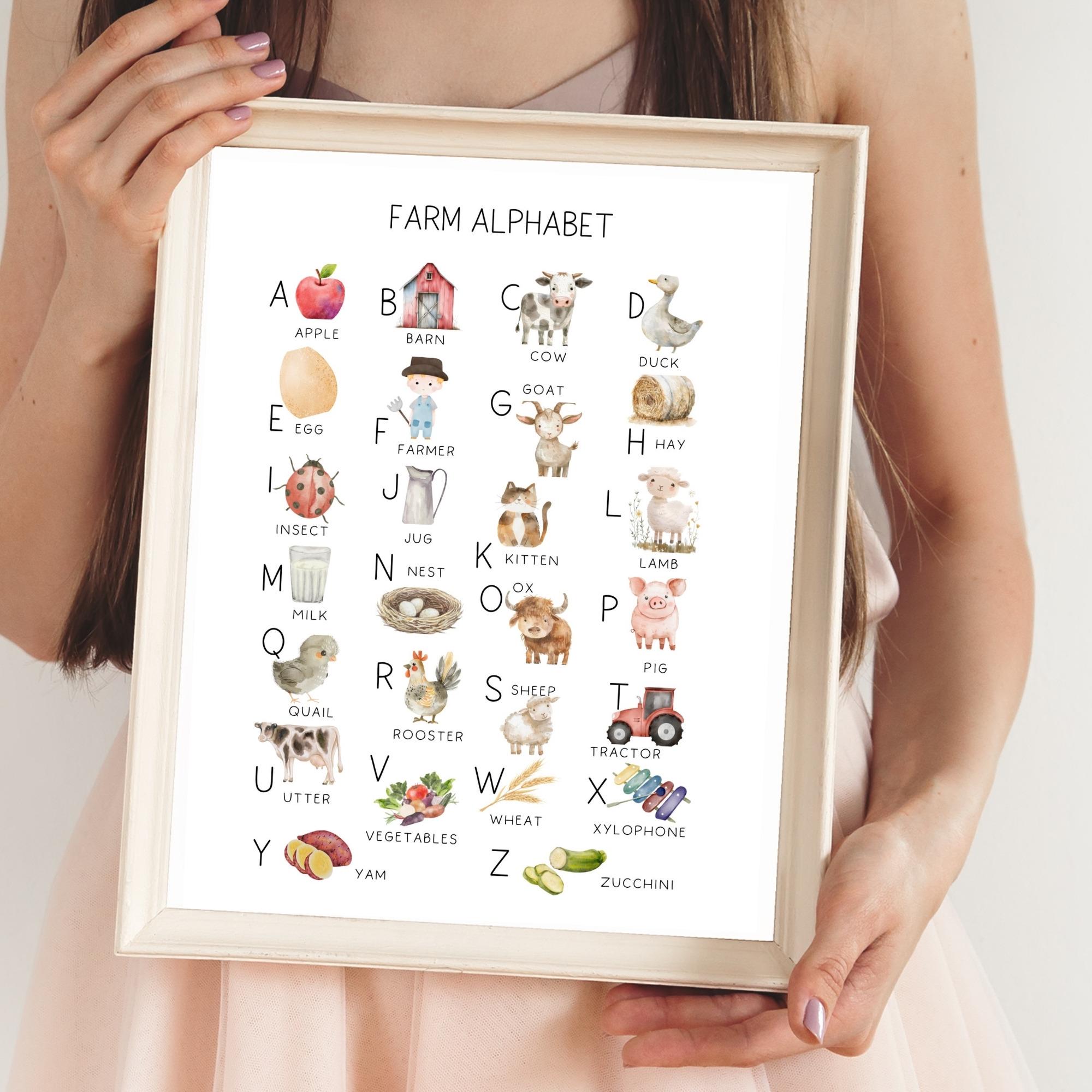 Farm Alphabet Print, Custom Alphabet Print, Personalized Alphabet Wall ...