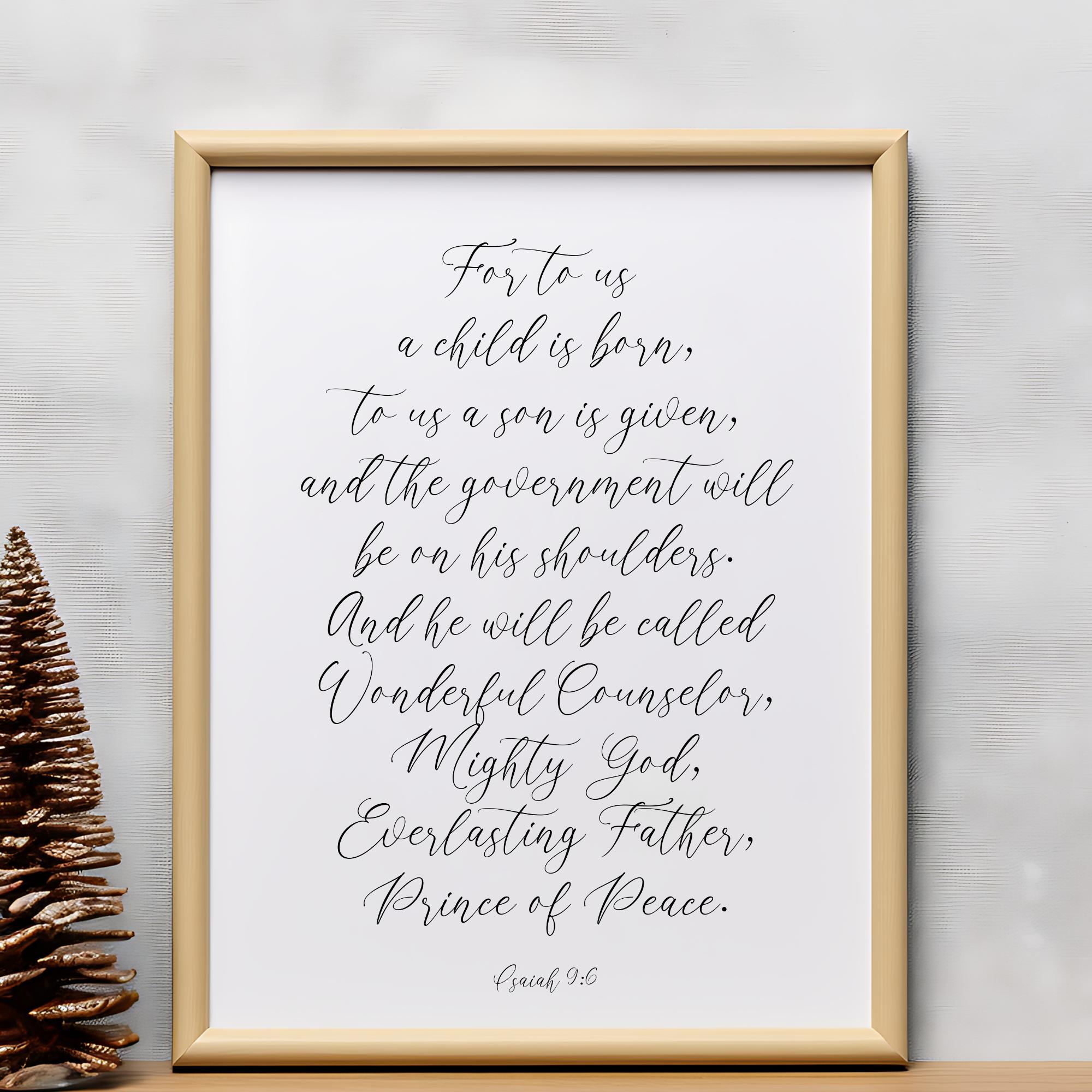 For Unto Us a Child is Born, Isaiah 9:6, Christmas Wall Art, the Birth ...