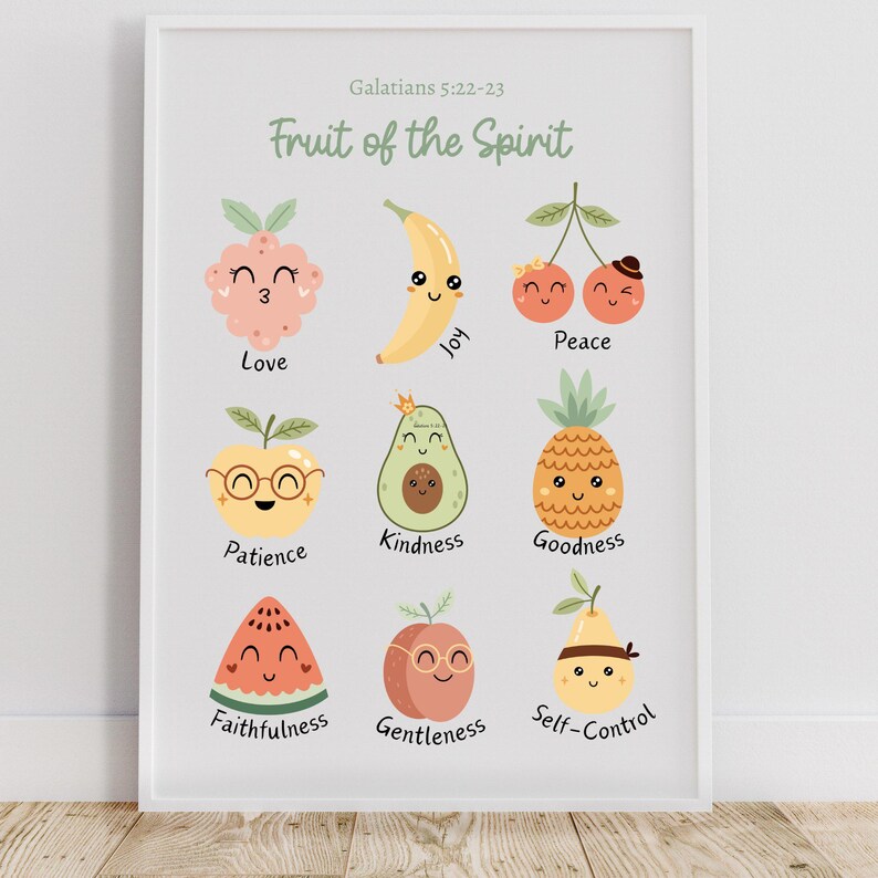 Fruit of the Spirit Wall Art, Galatians 5:22-23, Scripture Art for Kids ...