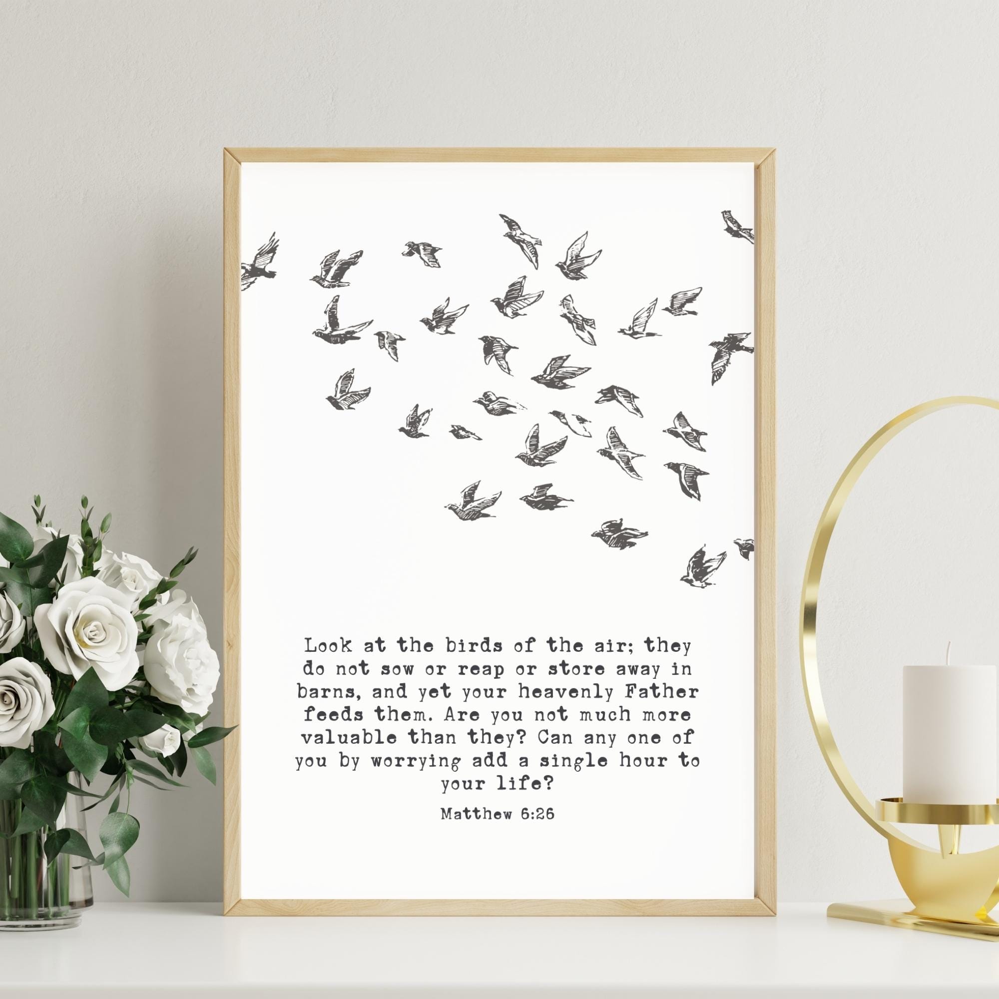 Look at the Birds Wall Art, Matthew 6:26, Inspirational Wall Art, Trust ...