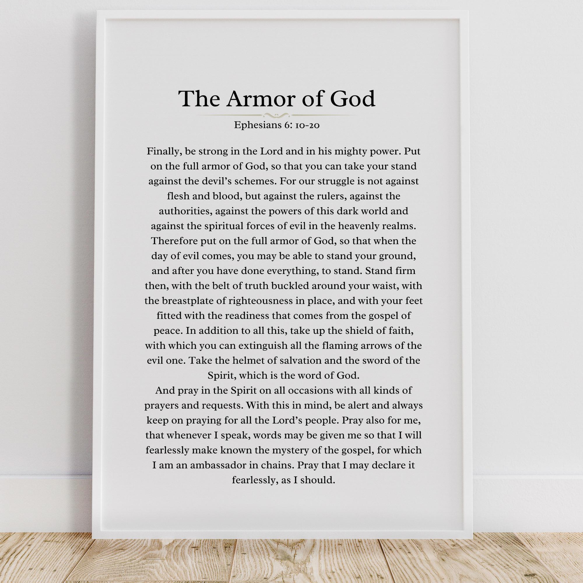 Ephesians 6 Wall Art, Armor of God Printable, Bible Chapter Art, Sword ...