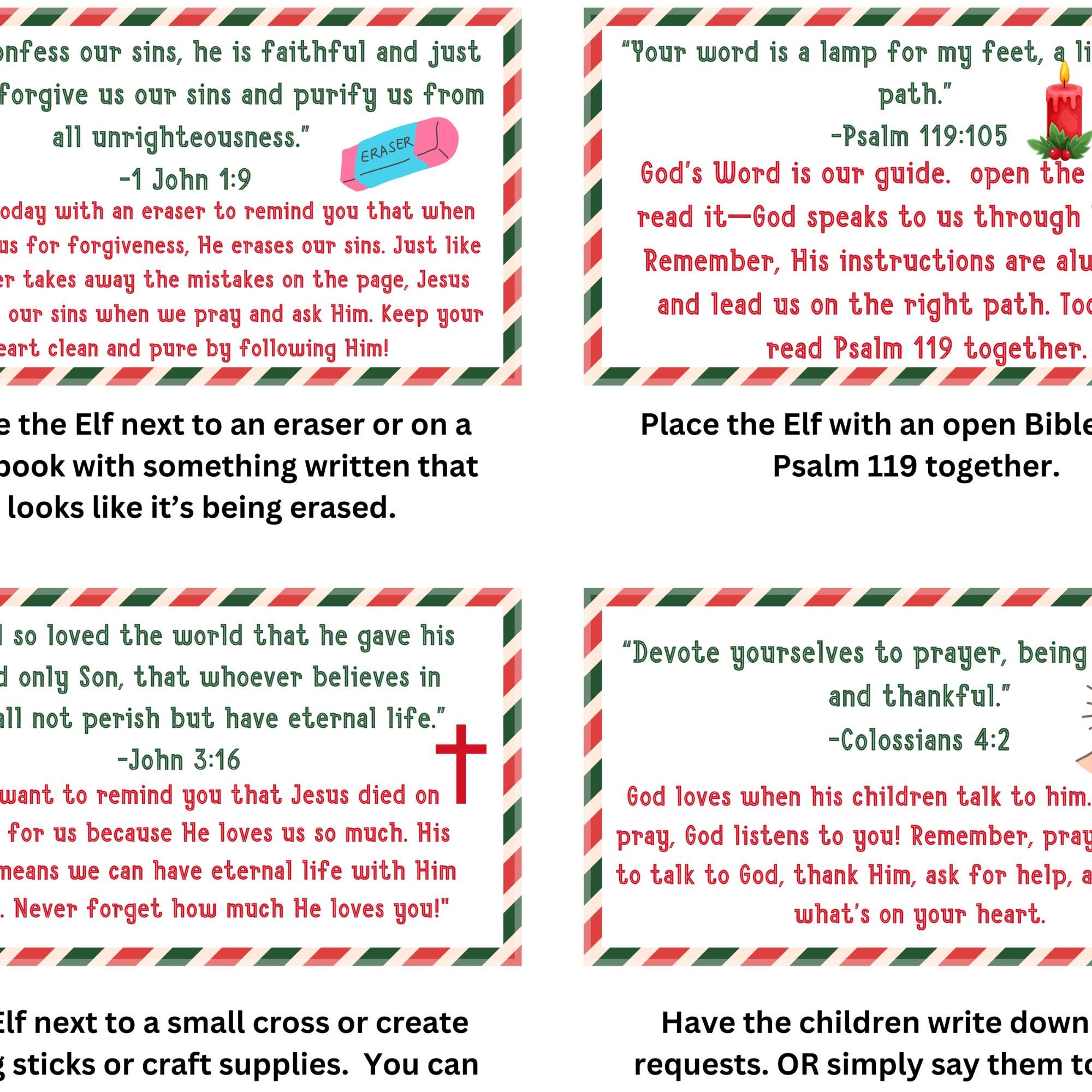 Christian Elf Note Printables, Bible Verse Elf Notes, Christian Elf ...