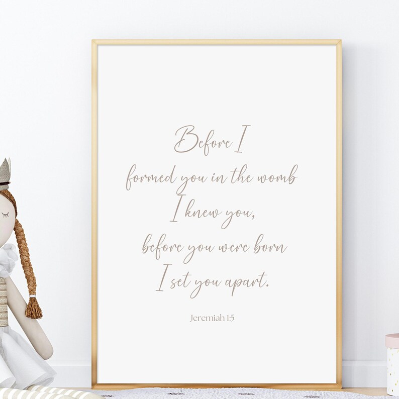 Jeremiah 1:5 Nursery Print, Bible Verse Nursery Decor, Gender Neutral ...