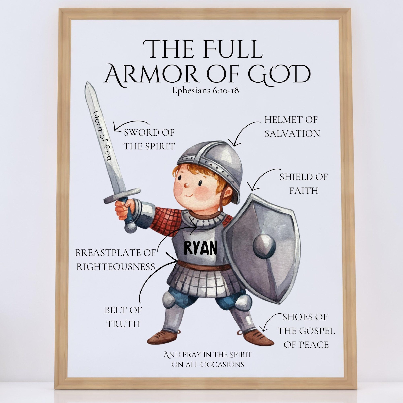 Armor of God Printable, Ephesians 6:13-17, Bible Verse Wall Art ...