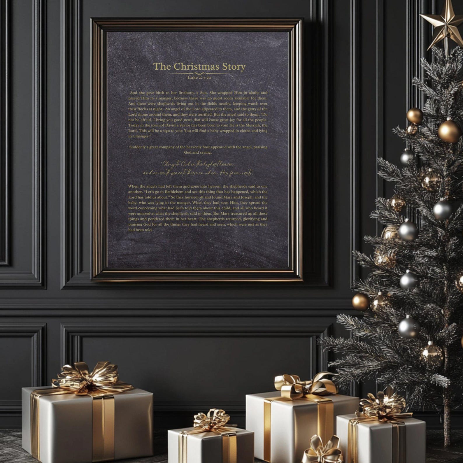 The Christmas Story Sign, Luke 2:7-20, Christmas Wall Art, the Birth of ...
