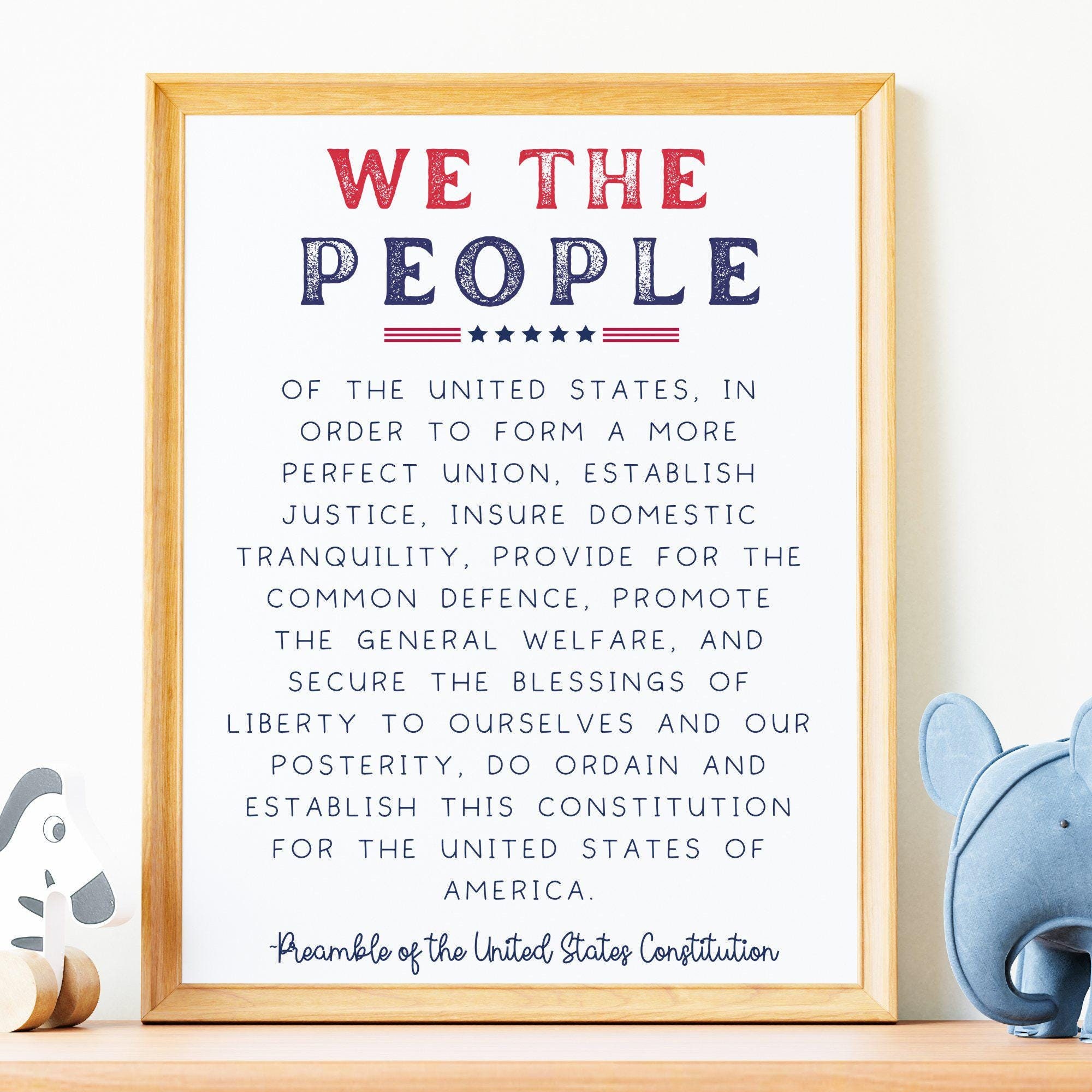 Constitution Wall Decor, Preamble Wall Art Print, Patriotic Decor ...