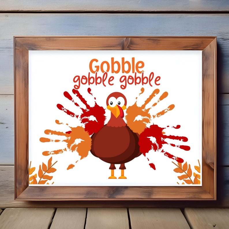 Turkey Handprint Art, DIY Thanksgiving Kid Craft, Digital Download ...