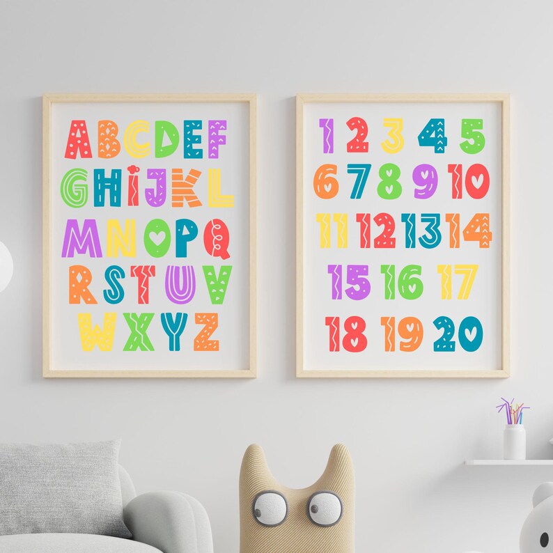 Set of 8 Educational Posters, Homeschool Prints, Kids Room Wall Art ...