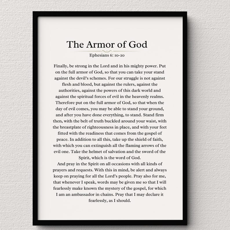 Ephesians 6 Wall Art, Armor of God Printable, Bible Chapter Art, Sword ...