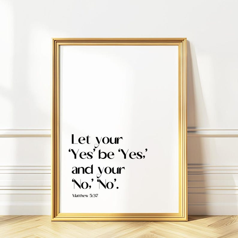 Matthew 5:37 Wall Art, Bible Verse Wall Art, Christian Gift, Scripture ...