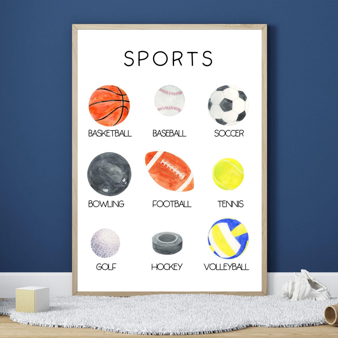 Sports Kids Room Decor, Sports Print, Printable Wall Art, Boys Room ...