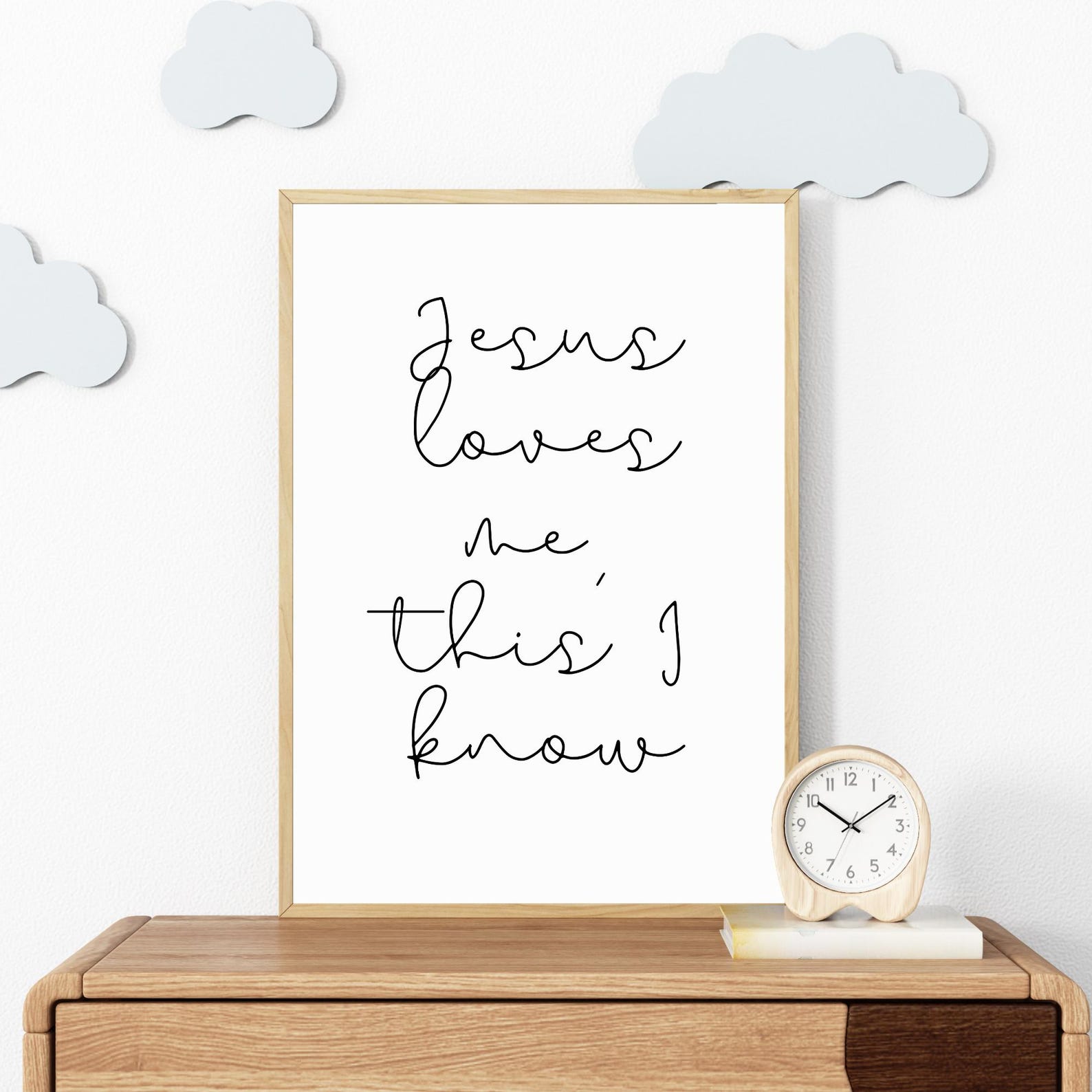 Jesus Loves Me This I Know Wall Art, Christian Nursery Print, Hymn ...