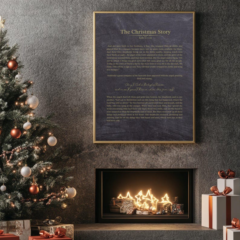 The Christmas Story Sign, Luke 2:7-20, Christmas Wall Art, the Birth of ...