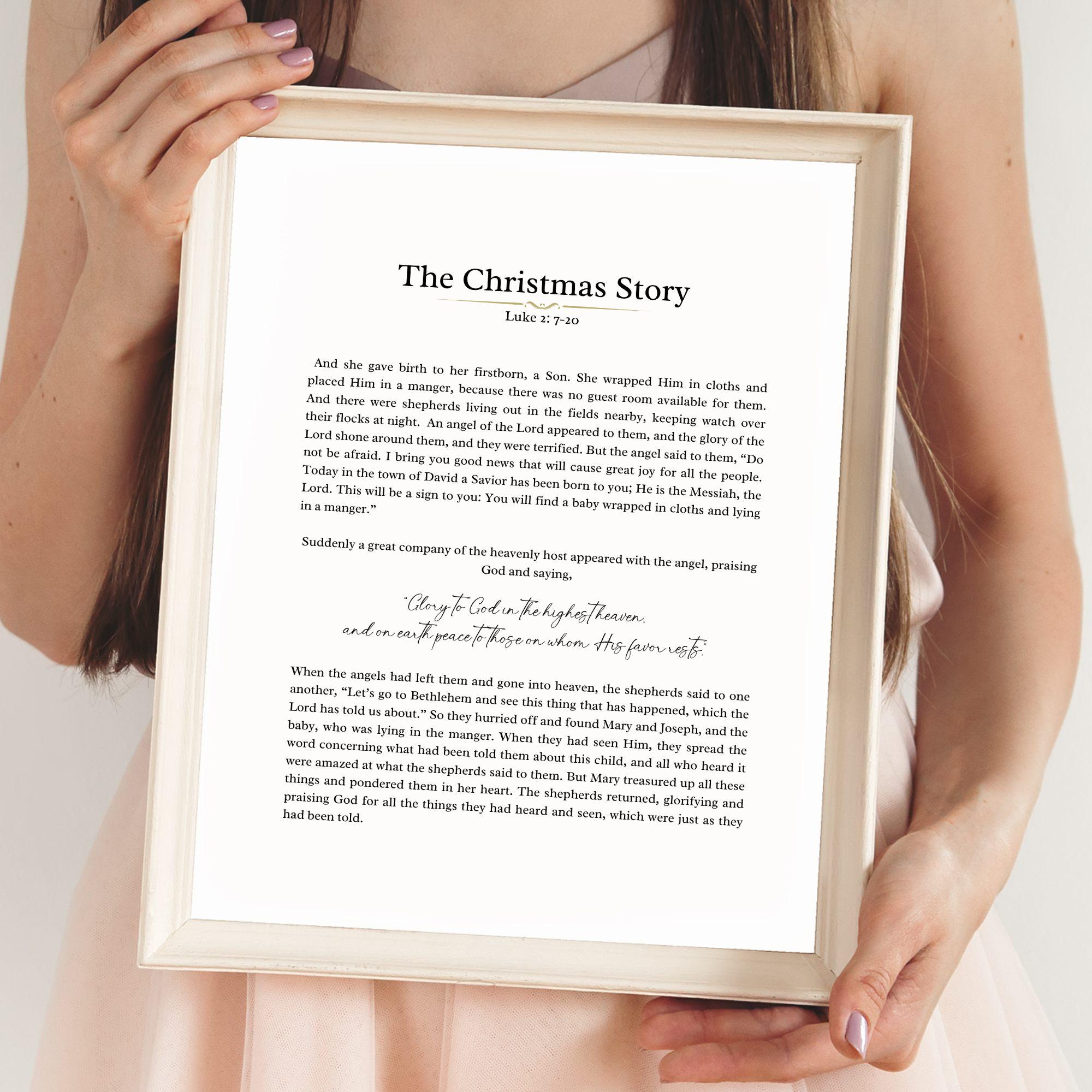 The Christmas Story Sign, Luke 2:7-20, Christmas Wall Art, the Birth of ...