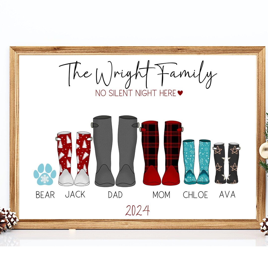 Personalized Family Portrait, Wellies Family Portrait, Custom Christmas ...