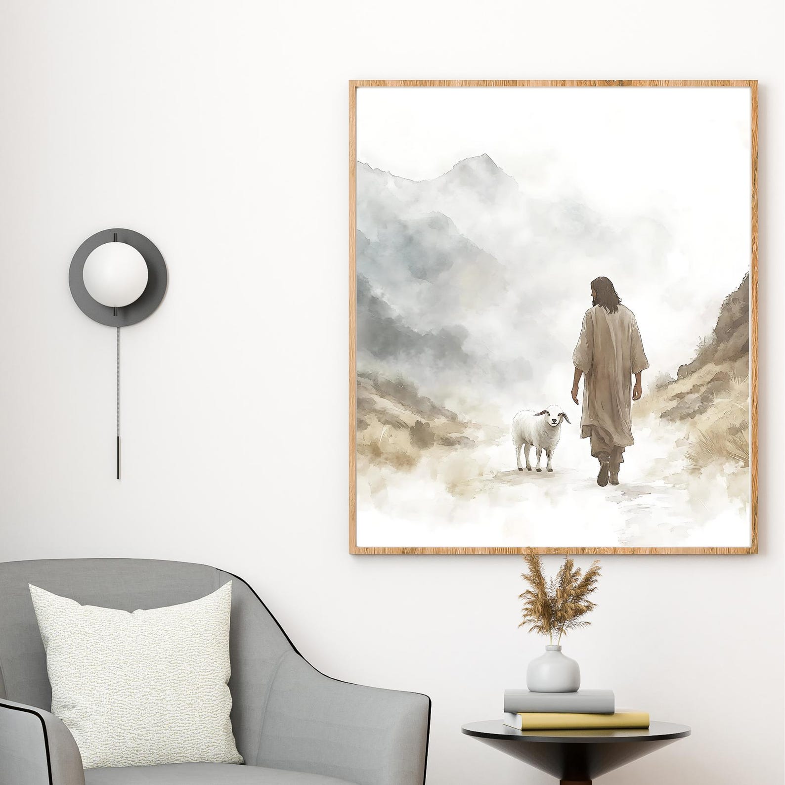 Jesus Lost Sheep Painting, Parable of the Lost Sheep Wall Art ...