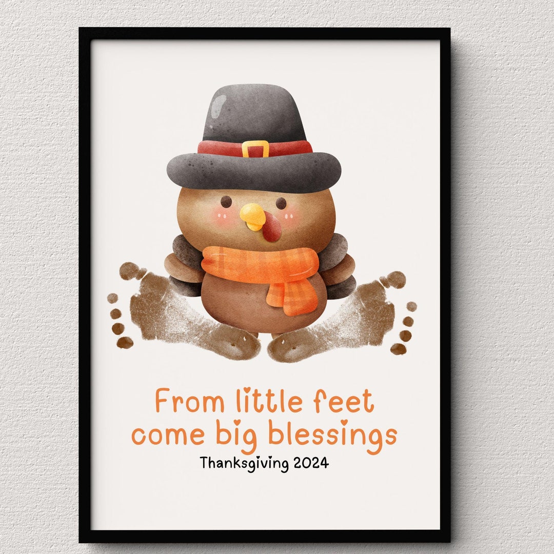 Turkey Footprint Art, DIY Thanksgiving Kid Craft, Digital Download ...