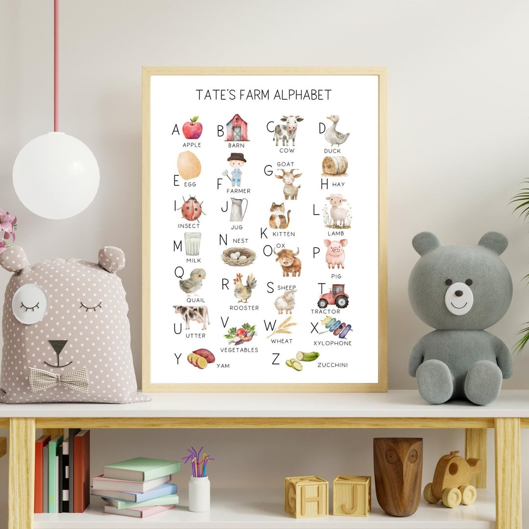 Farm Alphabet Print, Custom Alphabet Print, Personalized Alphabet Wall ...