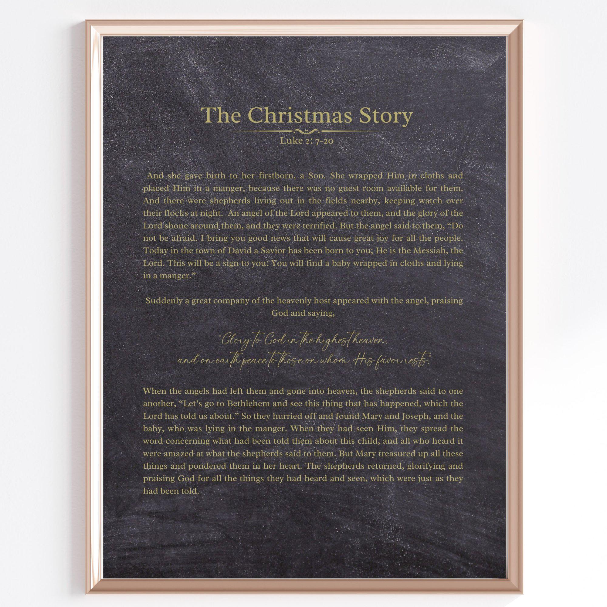 The Christmas Story Sign, Luke 2:7-20, Christmas Wall Art, the Birth of ...