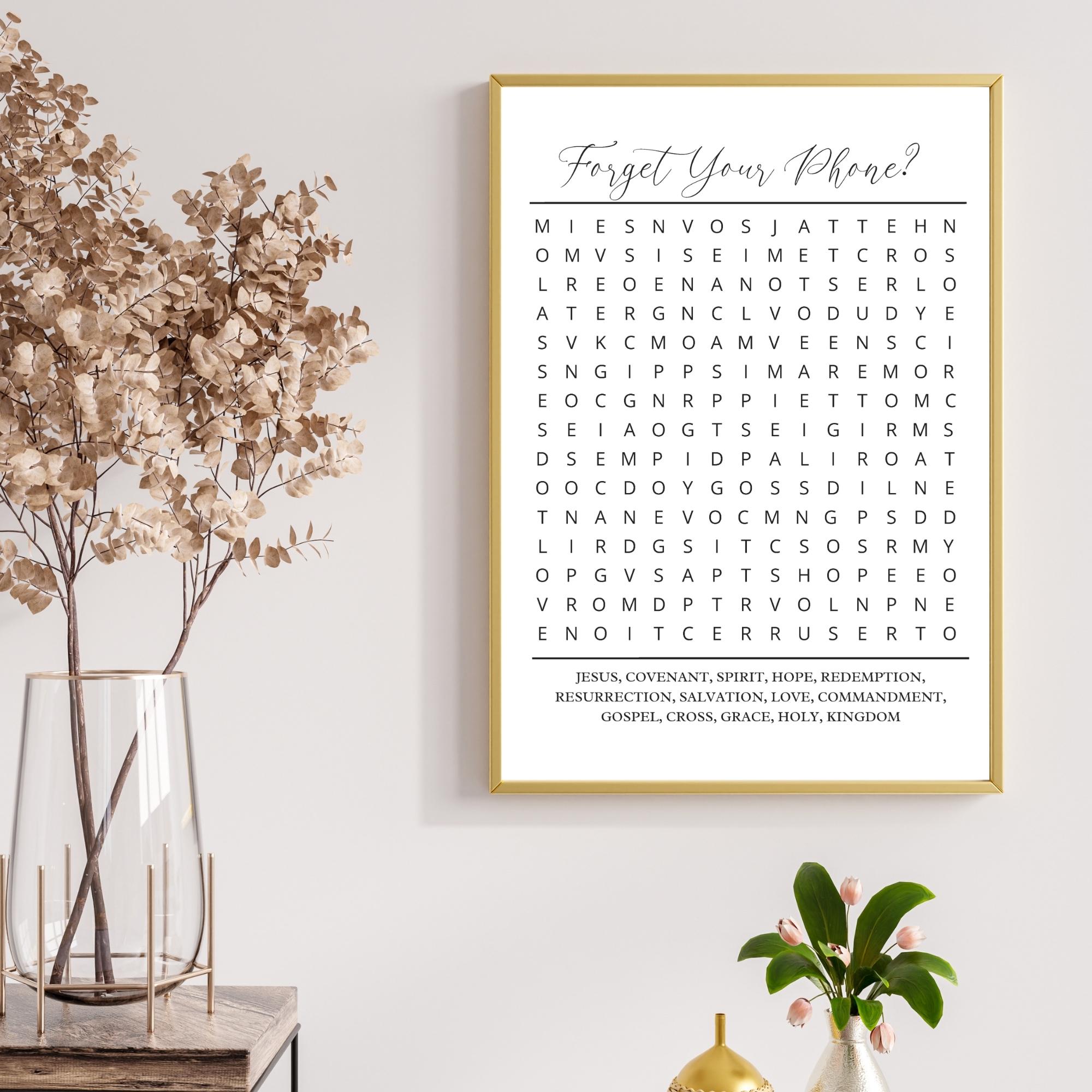 Bathroom Word Search Wall Art, Guest Bathroom Decor, Christian Print ...