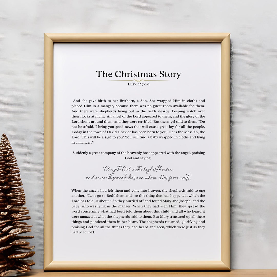 The Christmas Story Sign, Luke 2:7-20, Christmas Wall Art, the Birth of ...