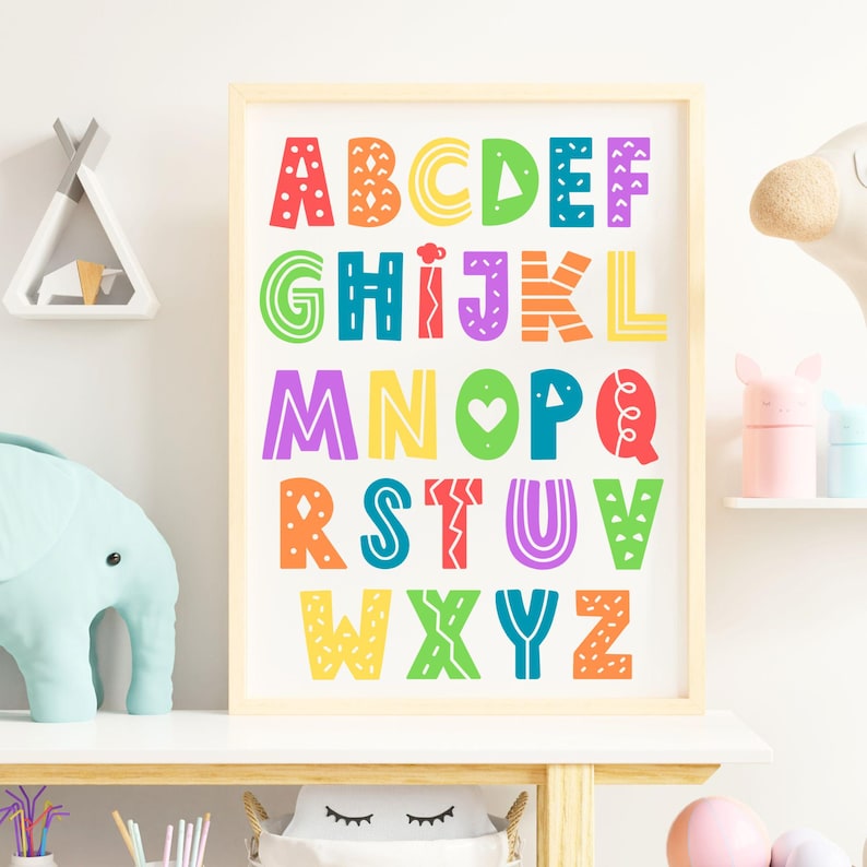 Set of 8 Educational Posters, Homeschool Prints, Kids Room Wall Art ...