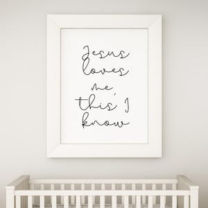 Jesus Loves Me This I Know Wall Art, Christian Nursery Print, Hymn ...