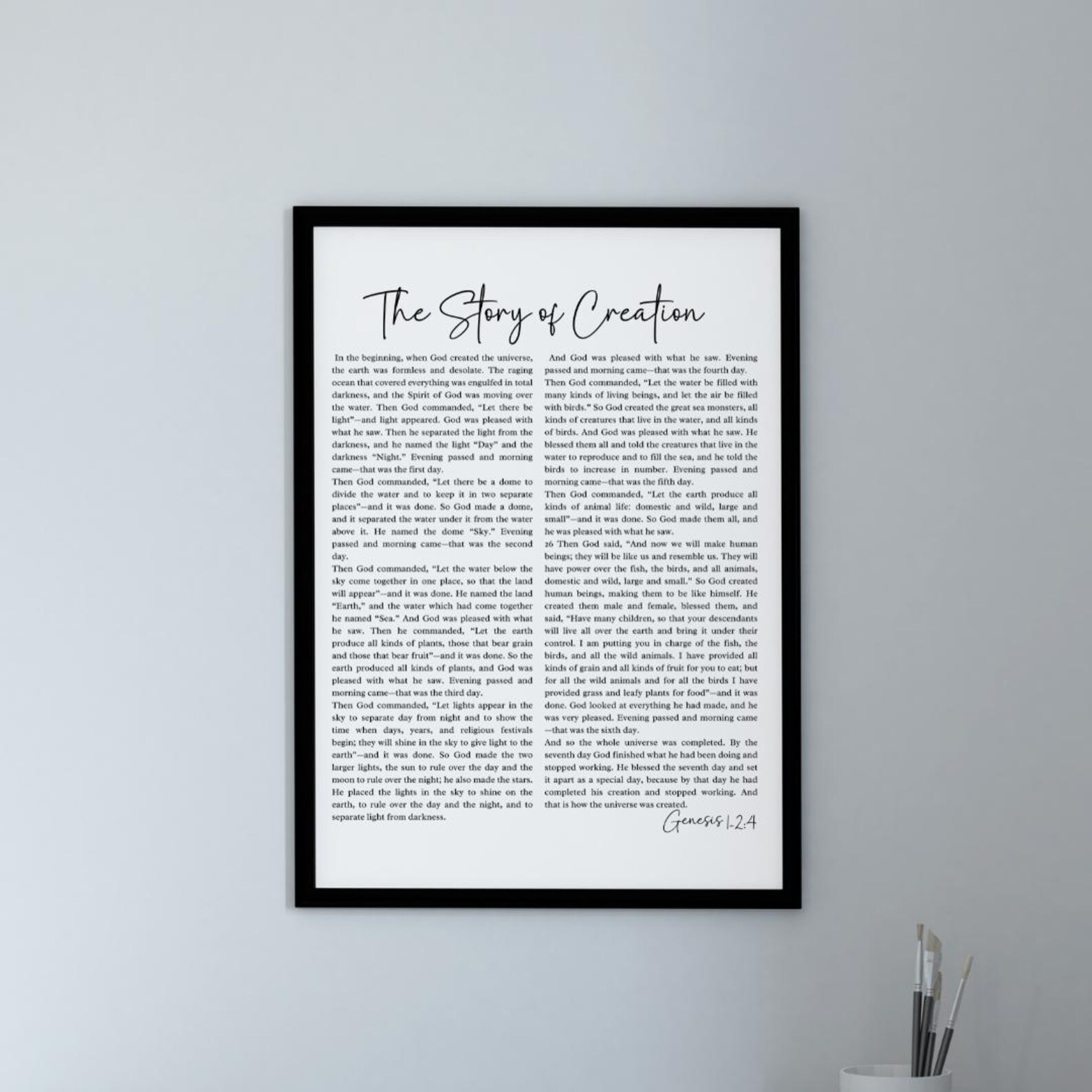 The Story of Creation Print, Genesis Wall Art, Biblical Typography Art ...