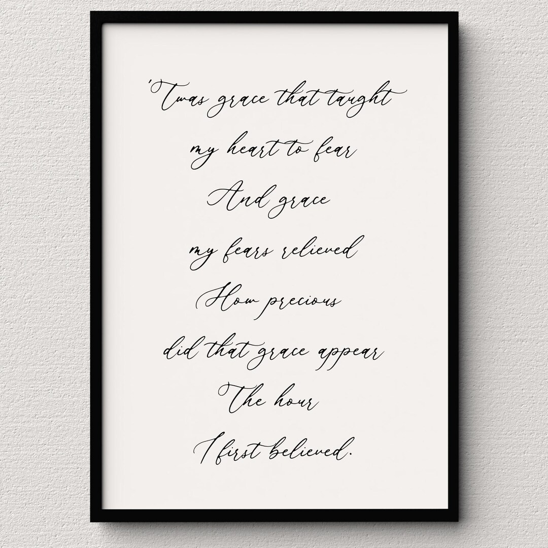 Amazing Grace Wall Art Typography Minimalist Christian Wall Art Digital ...