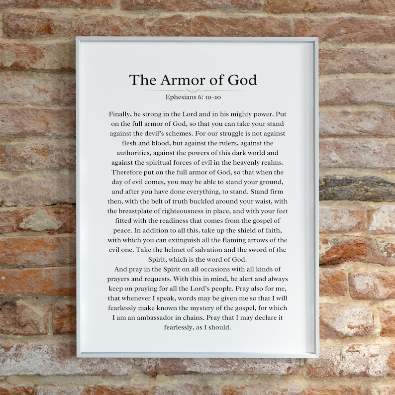 Ephesians 6 Wall Art, Armor of God Printable, Bible Chapter Art, Sword ...