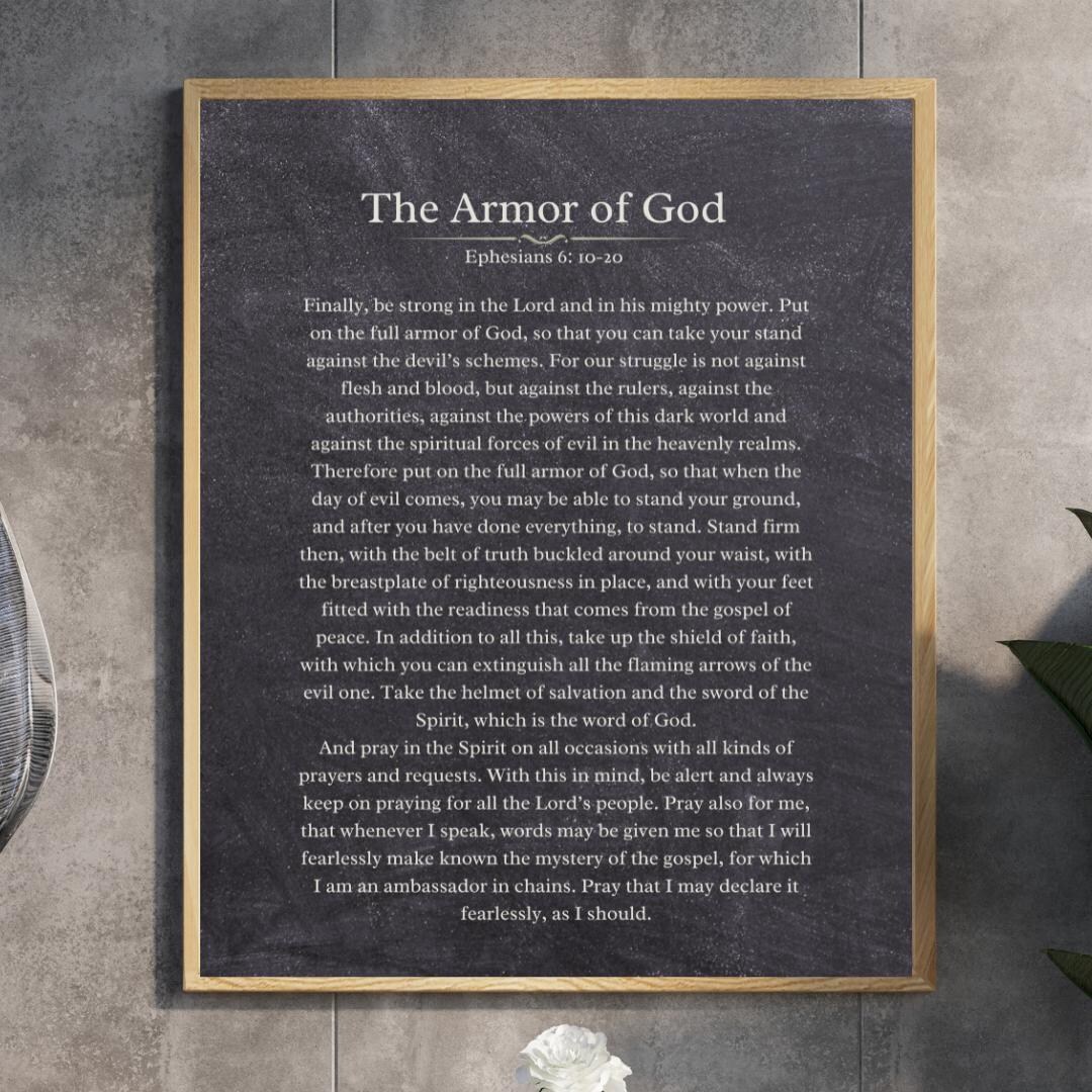 Ephesians 6 Wall Art, Armor of God Print, Bible Chapter Art, Christian ...