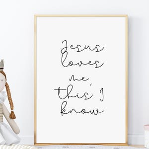 Jesus Loves Me This I Know Wall Art, Christian Nursery Print, Hymn ...
