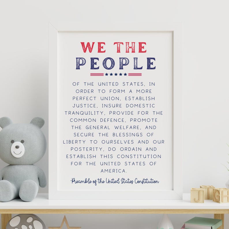 Constitution Wall Decor, Preamble Wall Art Print, Patriotic Decor ...