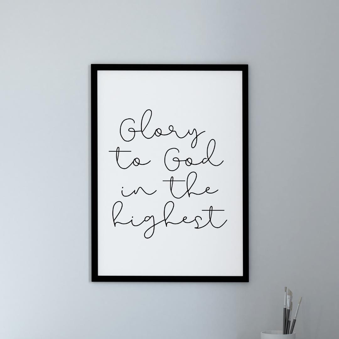 Glory to God in the Highest Wall Art, Minimalist Christian Wall Art ...