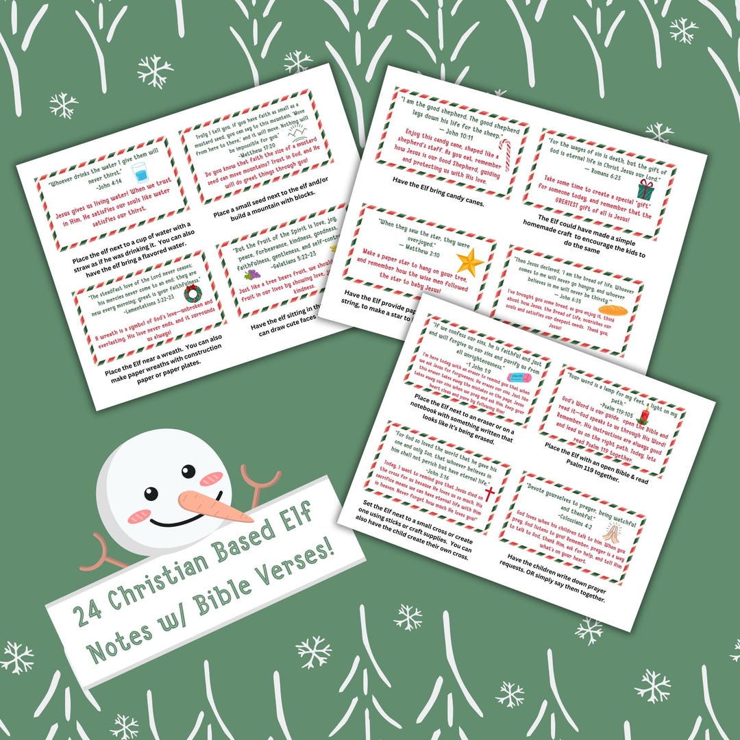 Christian Elf Note Printables, Bible Verse Elf Notes, Christian Elf ...