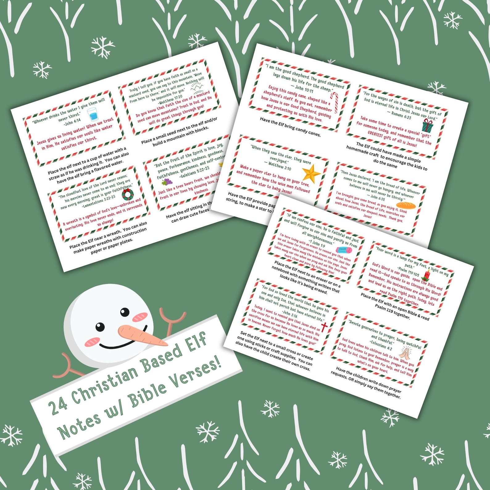 Christian Elf Note Printables, Bible Verse Elf Notes, Christian Elf ...