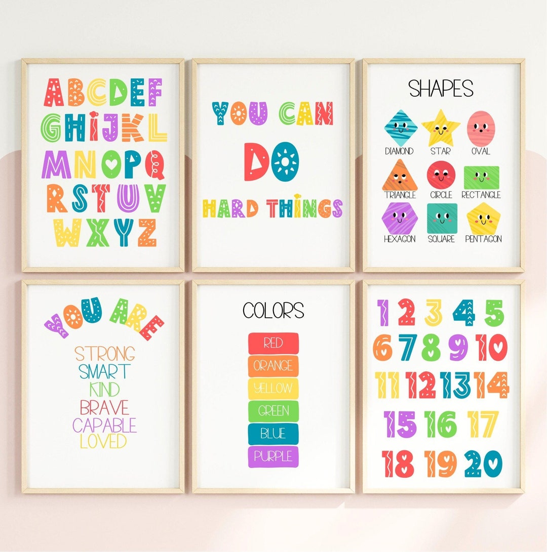 Set of 8 Educational Posters, Homeschool Prints, Kids Room Wall Art ...