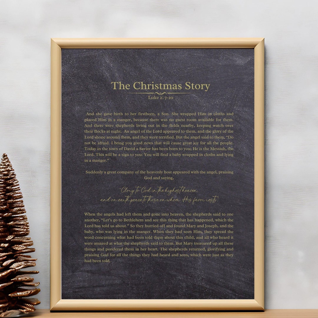 The Christmas Story Sign, Luke 2:7-20, Christmas Wall Art, the Birth of ...