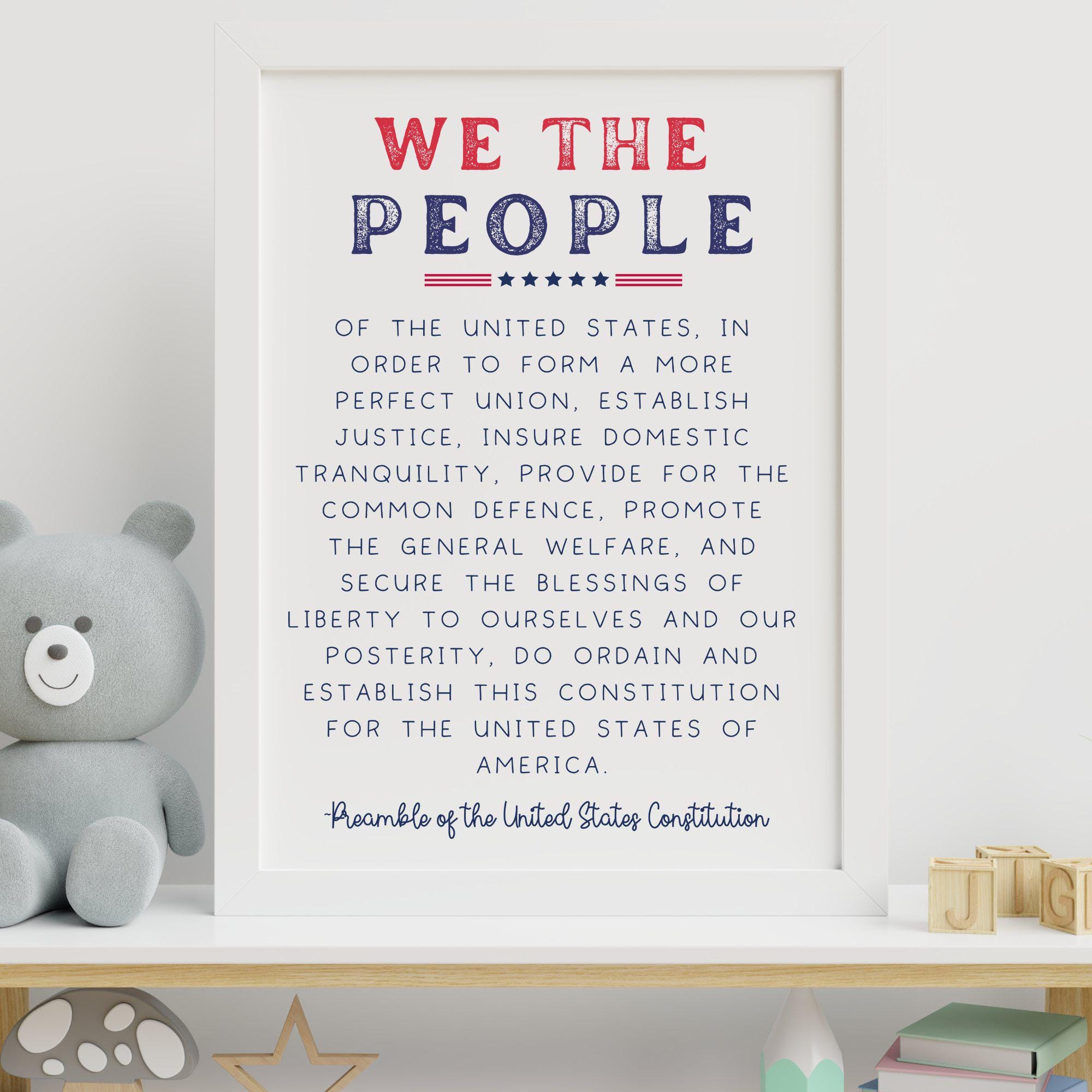 Constitution Wall Decor, Preamble Wall Art Print, Patriotic Decor ...