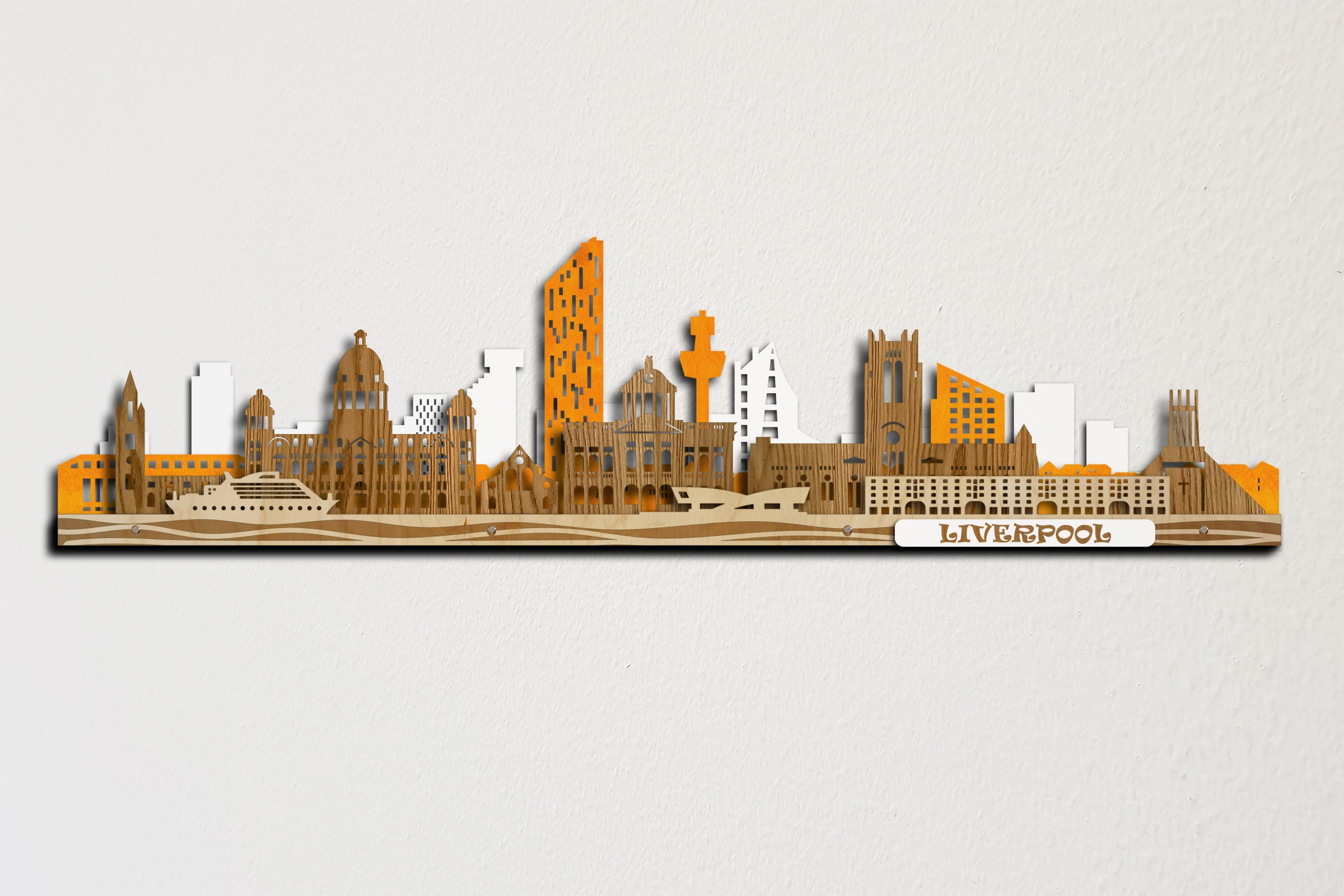 Liverpool Skyline Colored 3d Wooden Cityscape Layered Laser | Etsy
