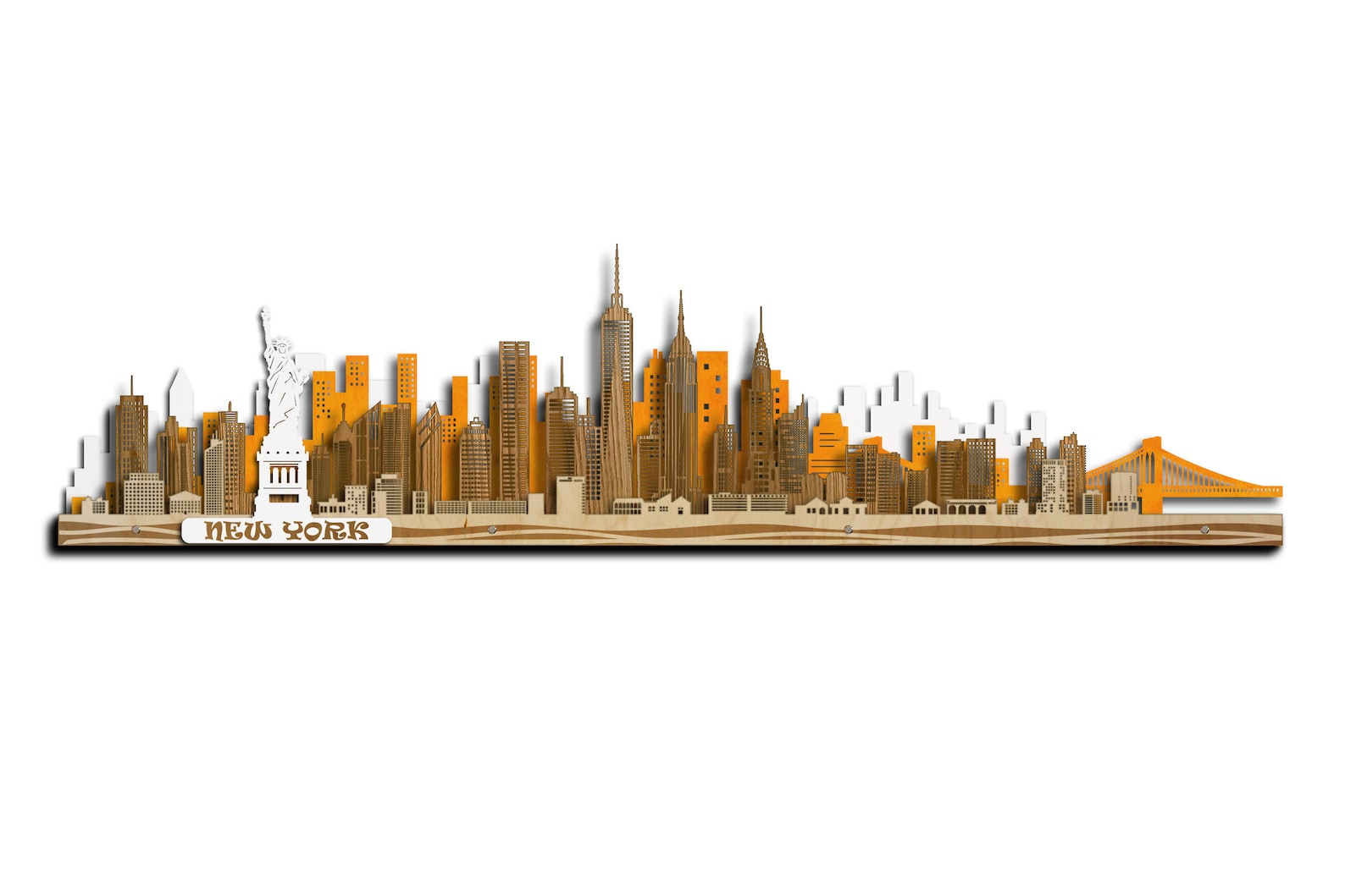 New York Skyline Big Colored 3d Wooden Cityscape Layered Laser - Etsy