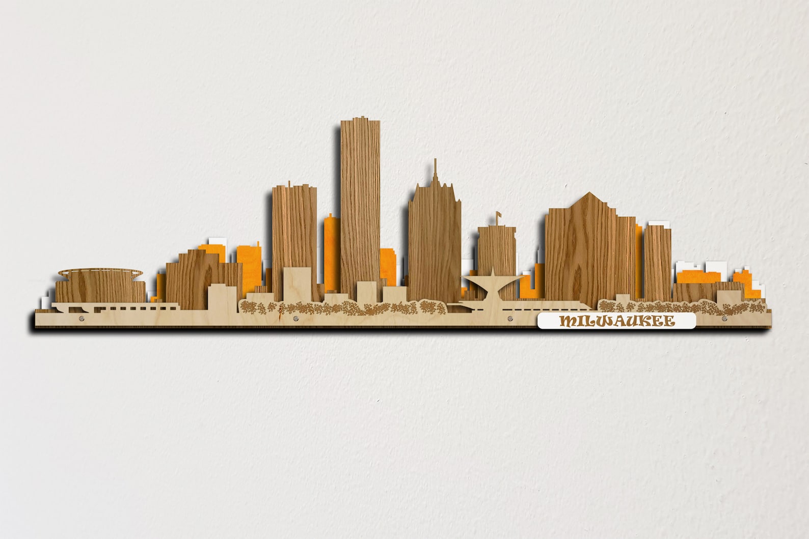 Milwaukee Skyline Colored 3d Layered Wooden Cityscape Laser | Etsy