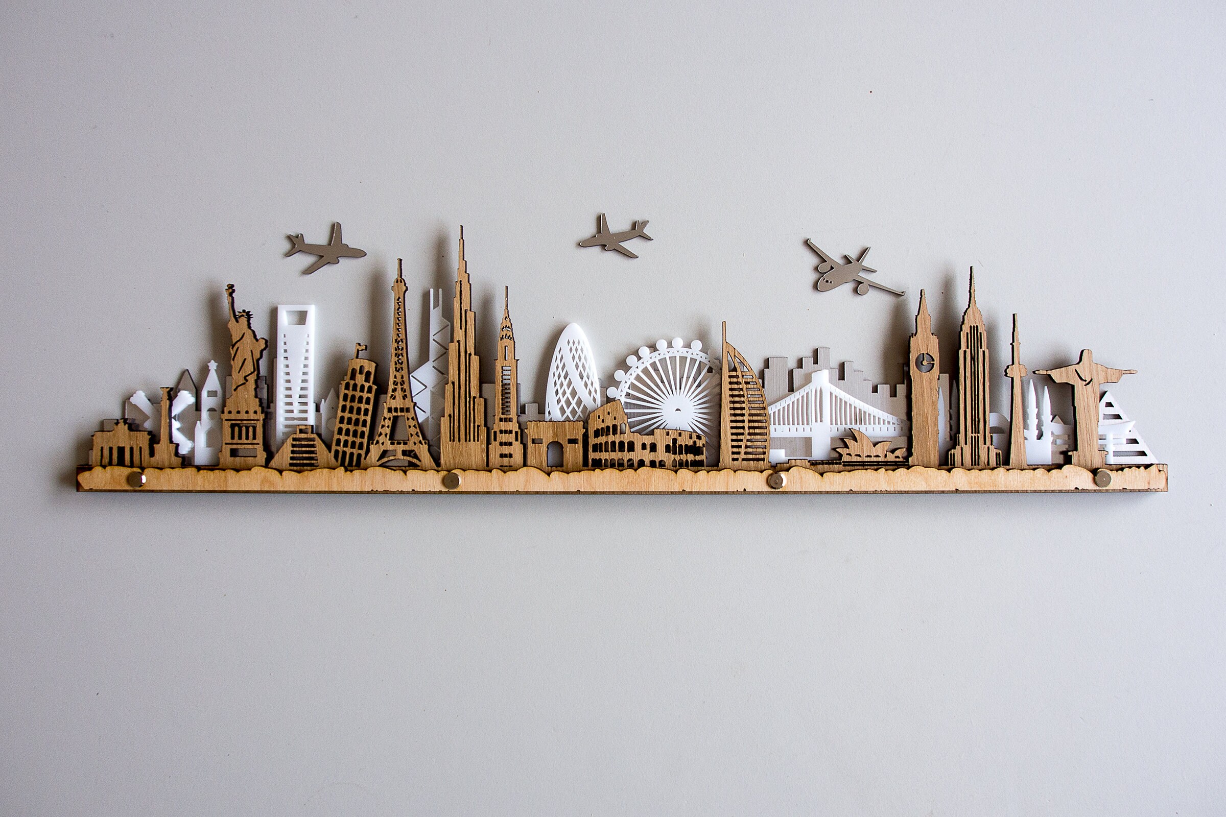Worldwide Skyline Big Detailed 3d Layered Laser Cut Large | Etsy