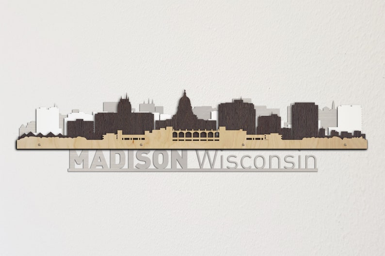 Madison Skyline 3d Wooden Cityscape Layered Laser Cut Wall Art | Etsy