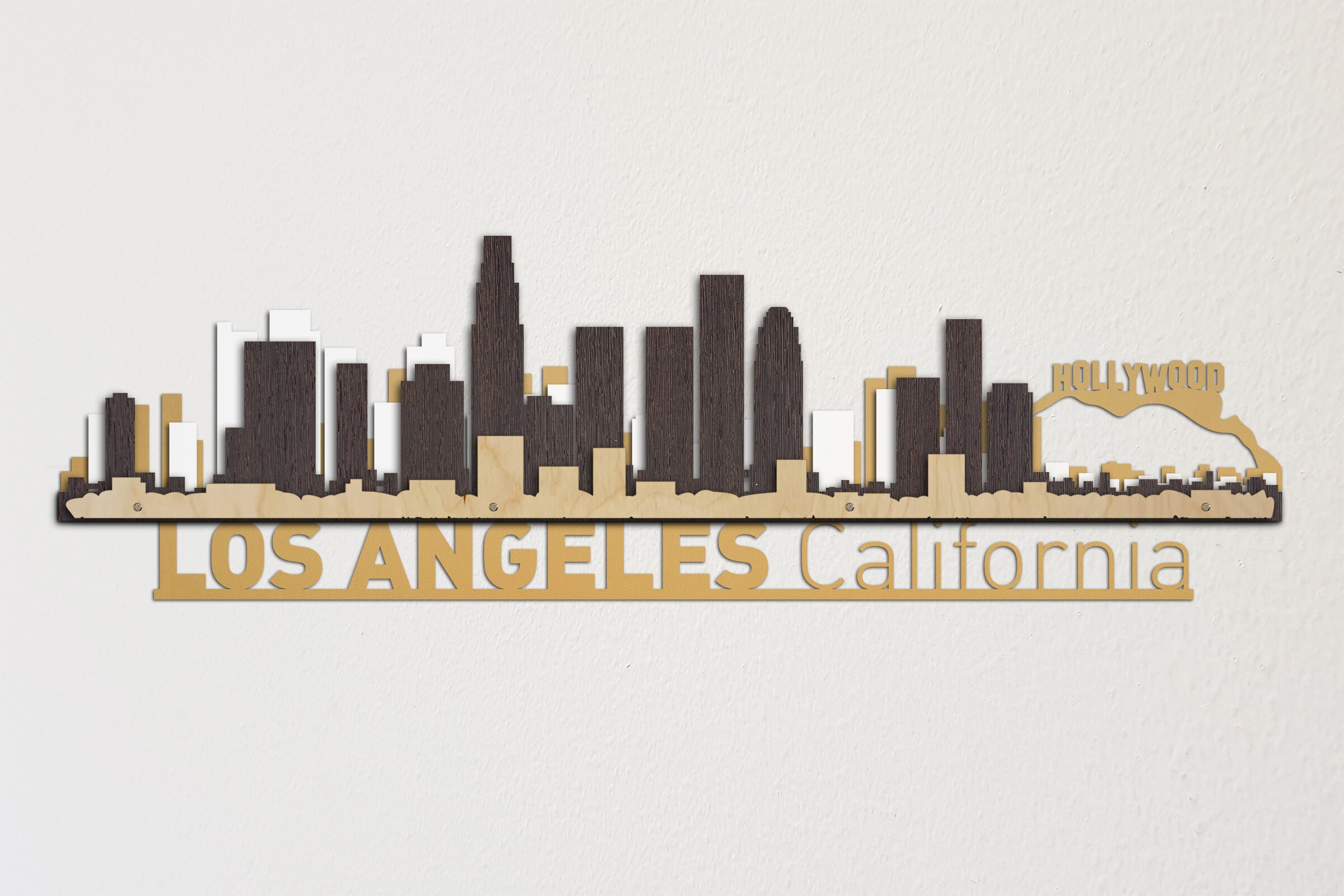 Los Angeles Skyline 3d Layered Laser Cut Wall Art Wooden | Etsy