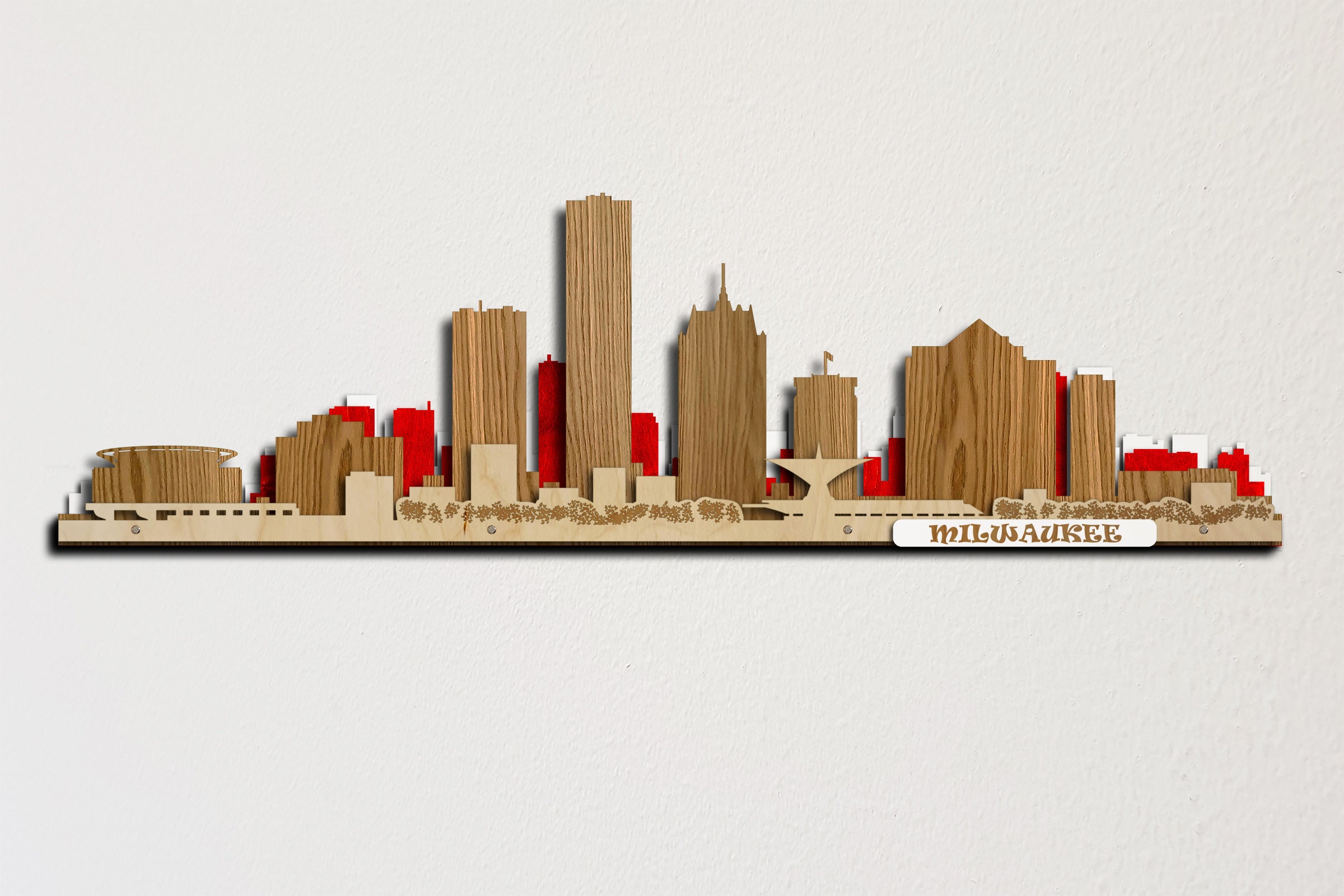 Milwaukee Skyline Colored 3d Layered Wooden Cityscape Laser | Etsy