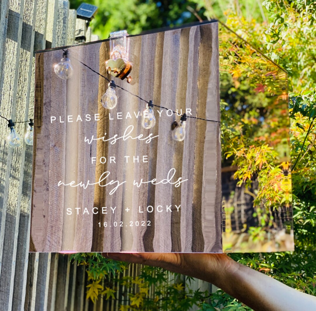 ROSE GOLD MIRROR Wishing Well Wishing Well Box Personalised Wedding ...