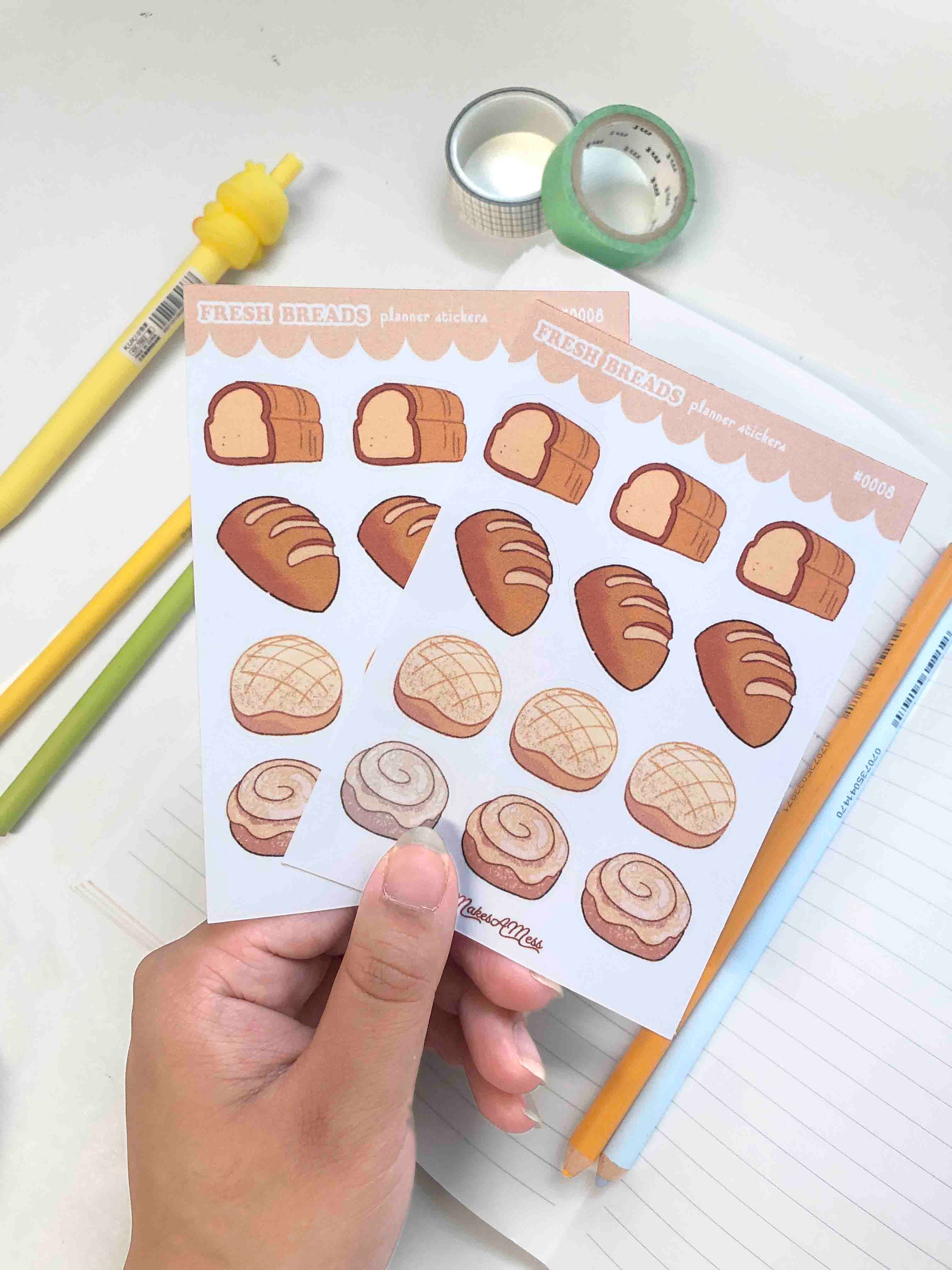 Bread Bun Bakery Planner Sticker Sheet Matte L Variety Stationery ...