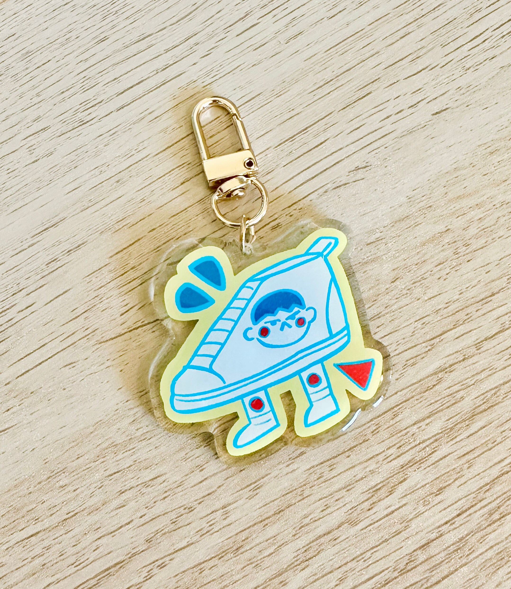 Epoxy Angry Shoe Clear Acrylic Keychain 2in. L Gold Hook Key Ring ...